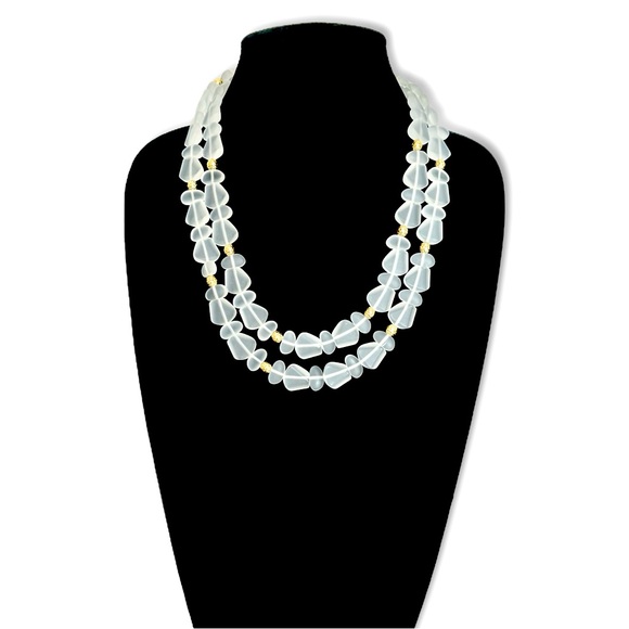 Talbots | Jewelry | Talbots Frosted Bead Double Strand Necklace Nwt ...